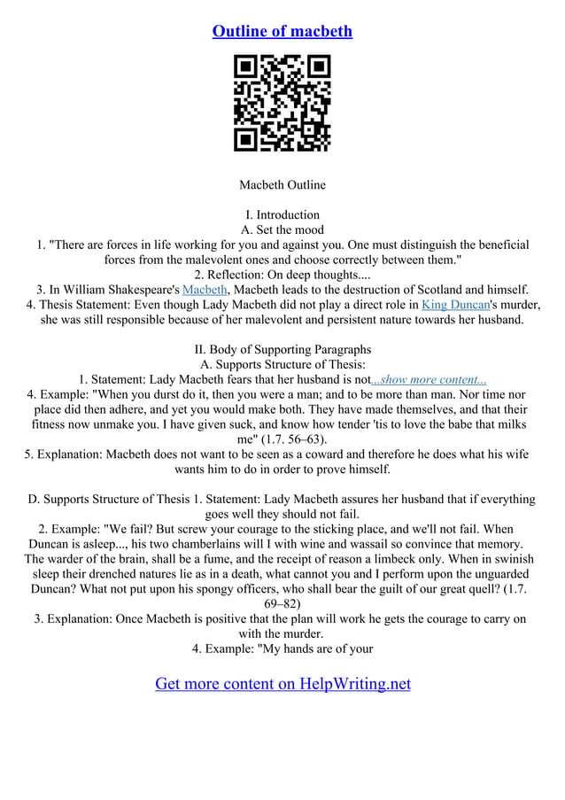 Macbeth Essay Introduction | PDF
