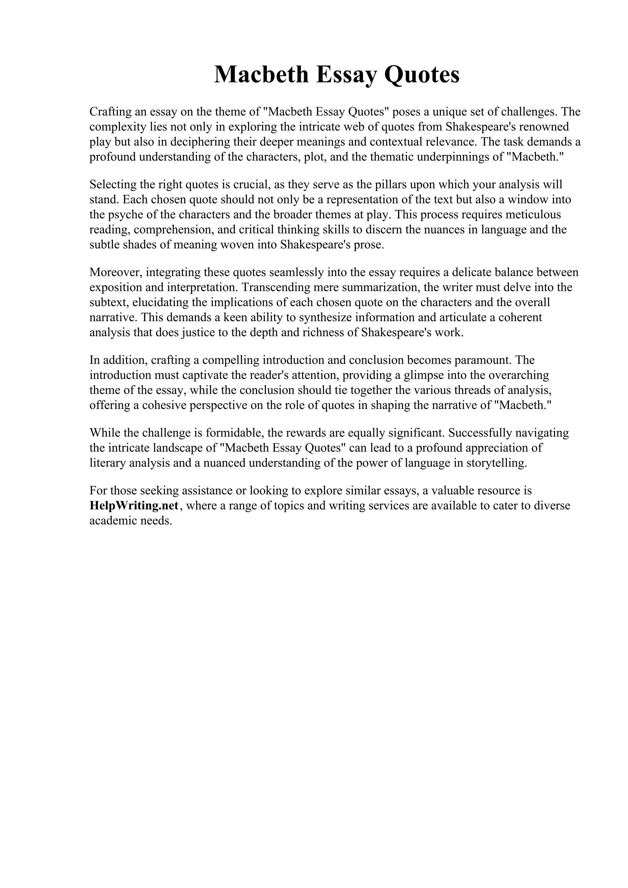 Macbeth Essay Quotes.pdfMacbeth Essay Quotes | PDF