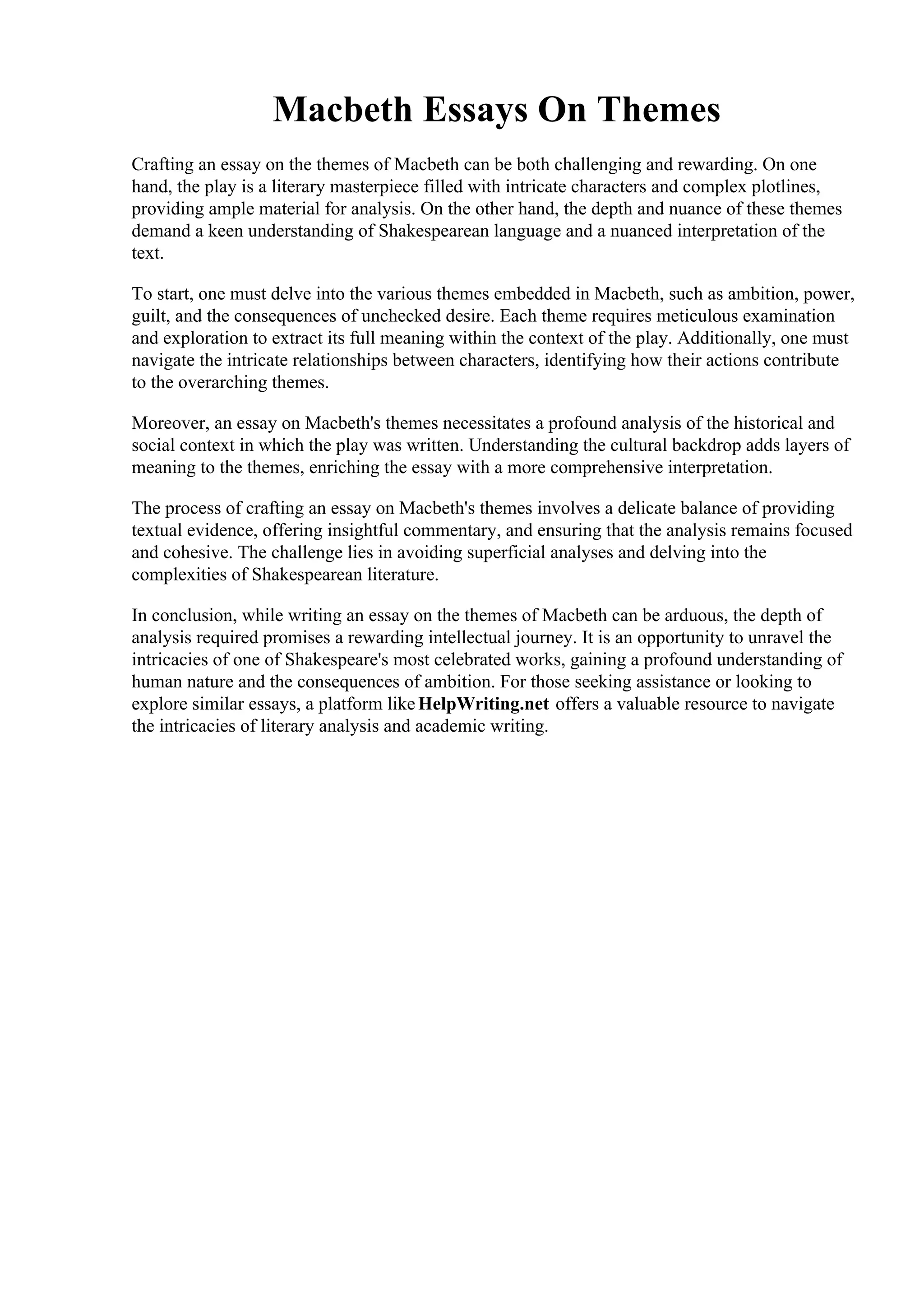 Macbeth Essays On Themes.pdf