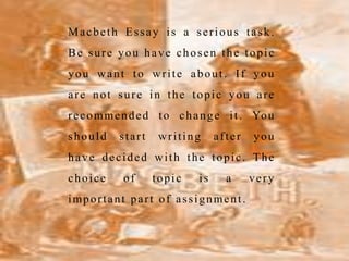 Macbeth essay topics | PPTX