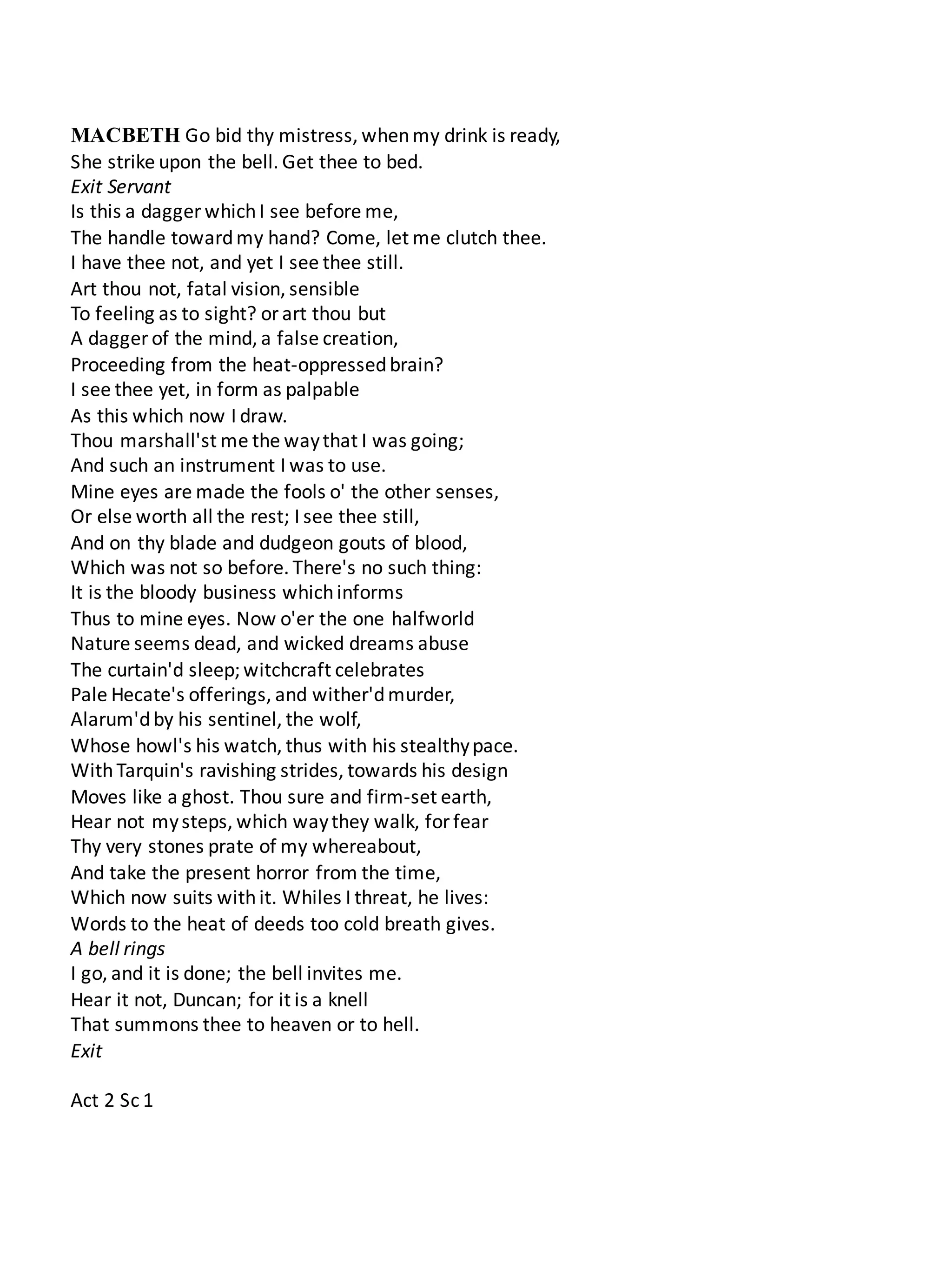 Macbeth Extracts for revision | PDF