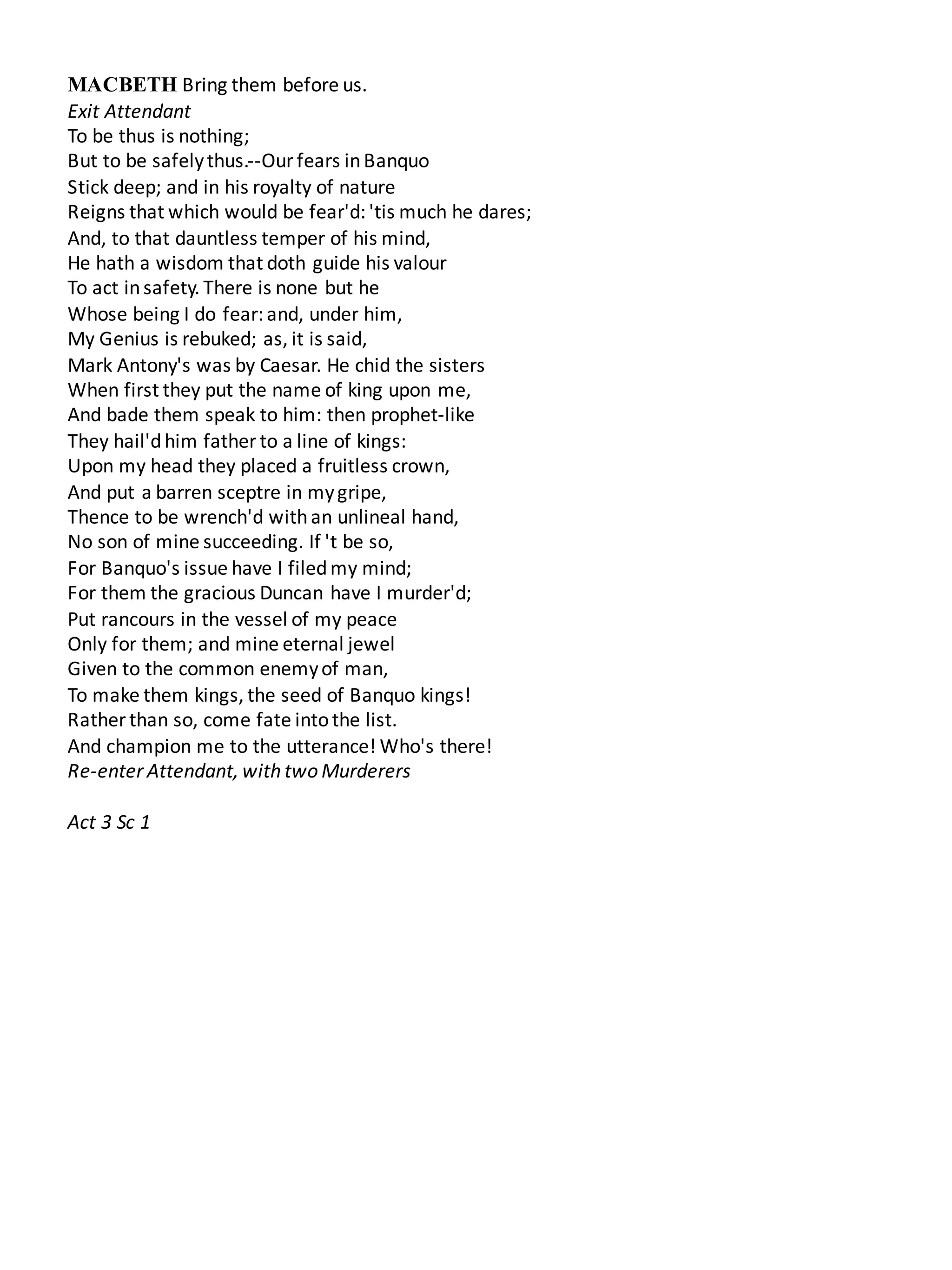 Macbeth Extracts for revision | PDF