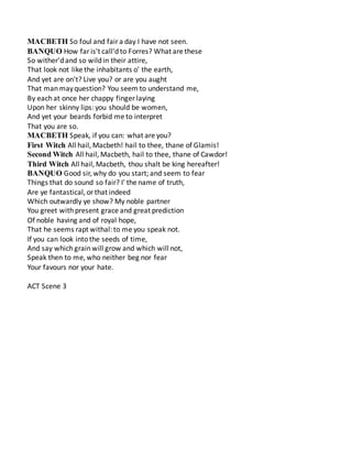 Macbeth Extracts for revision | PDF
