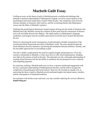 Macbeth Guilt Essay | PDF