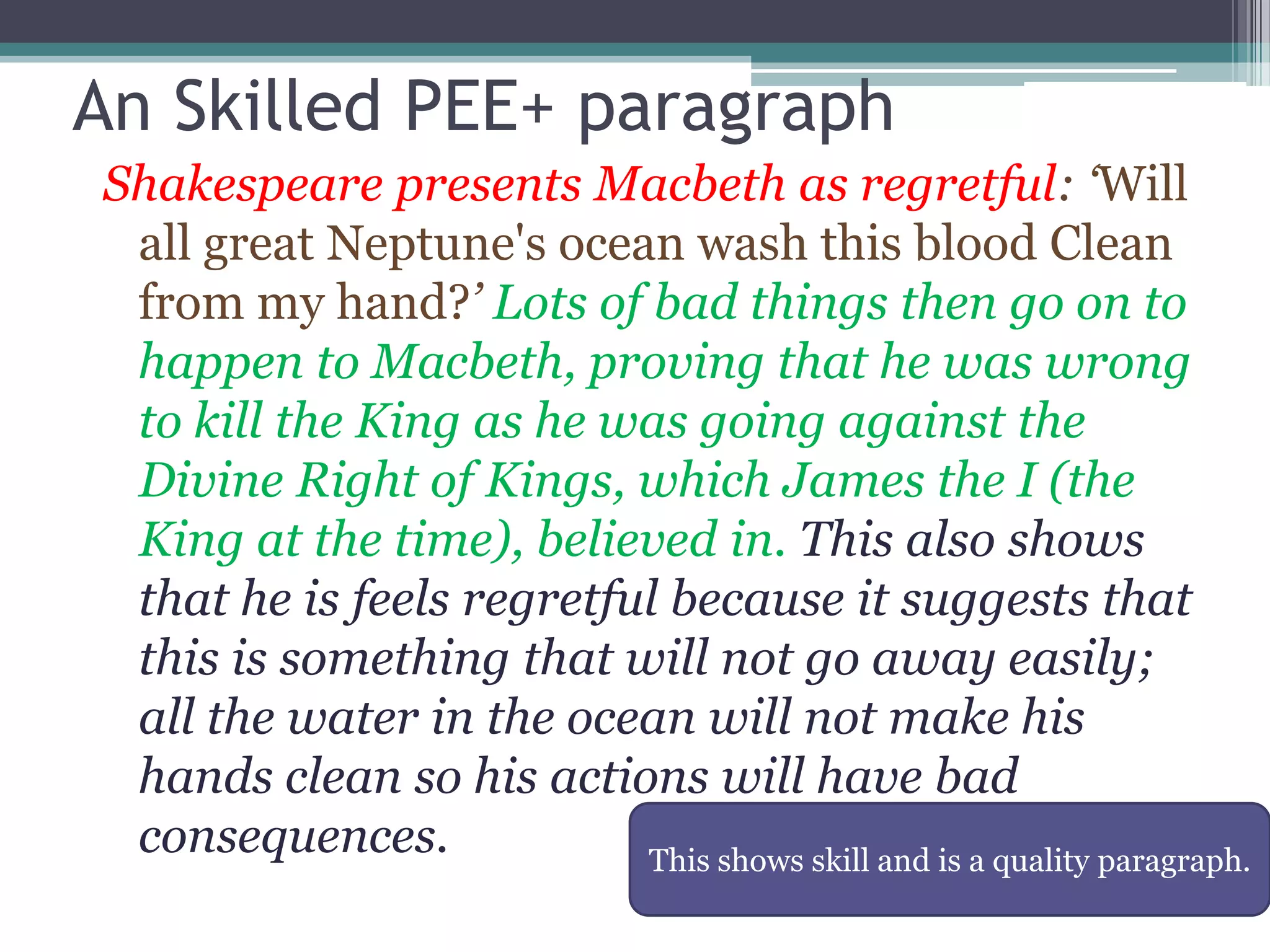Macbeth PEE+ example | PPT