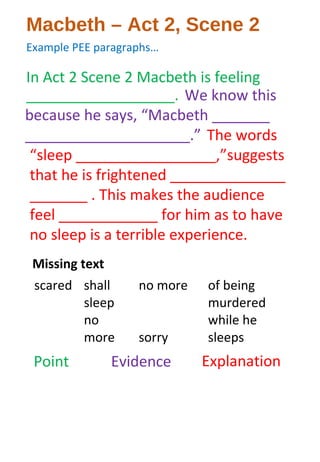 Macbeth PEE writing assessment | PPT