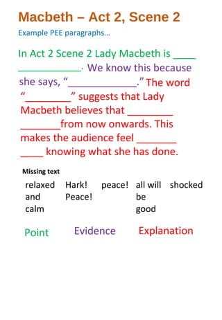 Macbeth PEE writing assessment | PPT