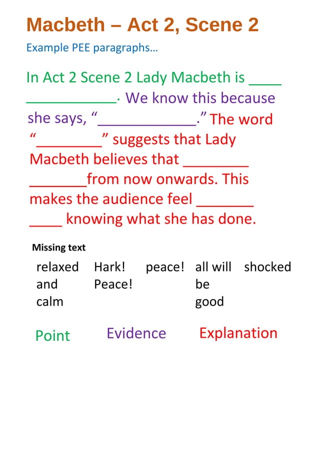 Macbeth PEE writing assessment | PPT