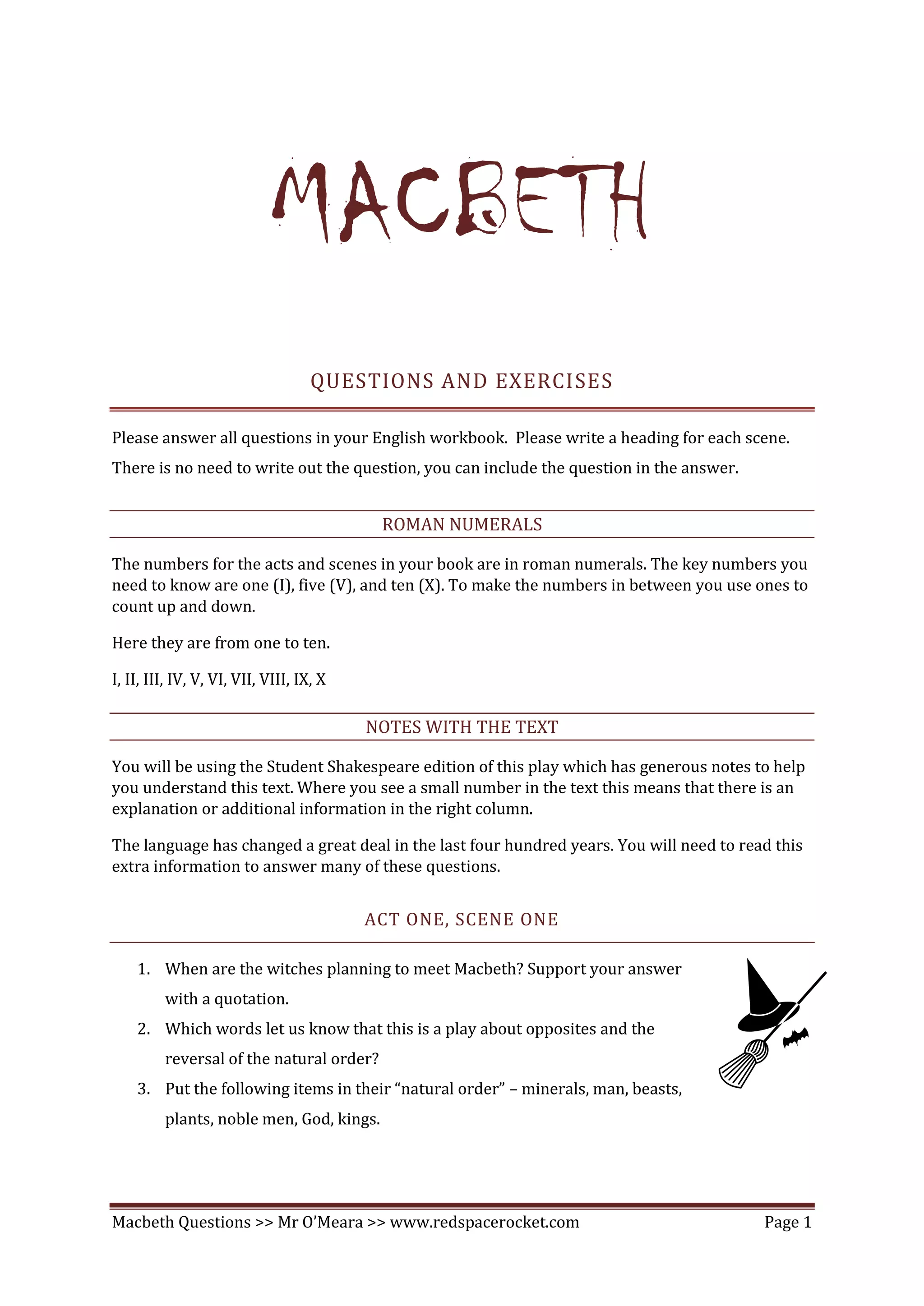 Macbeth Comprehension Questions | DOCX