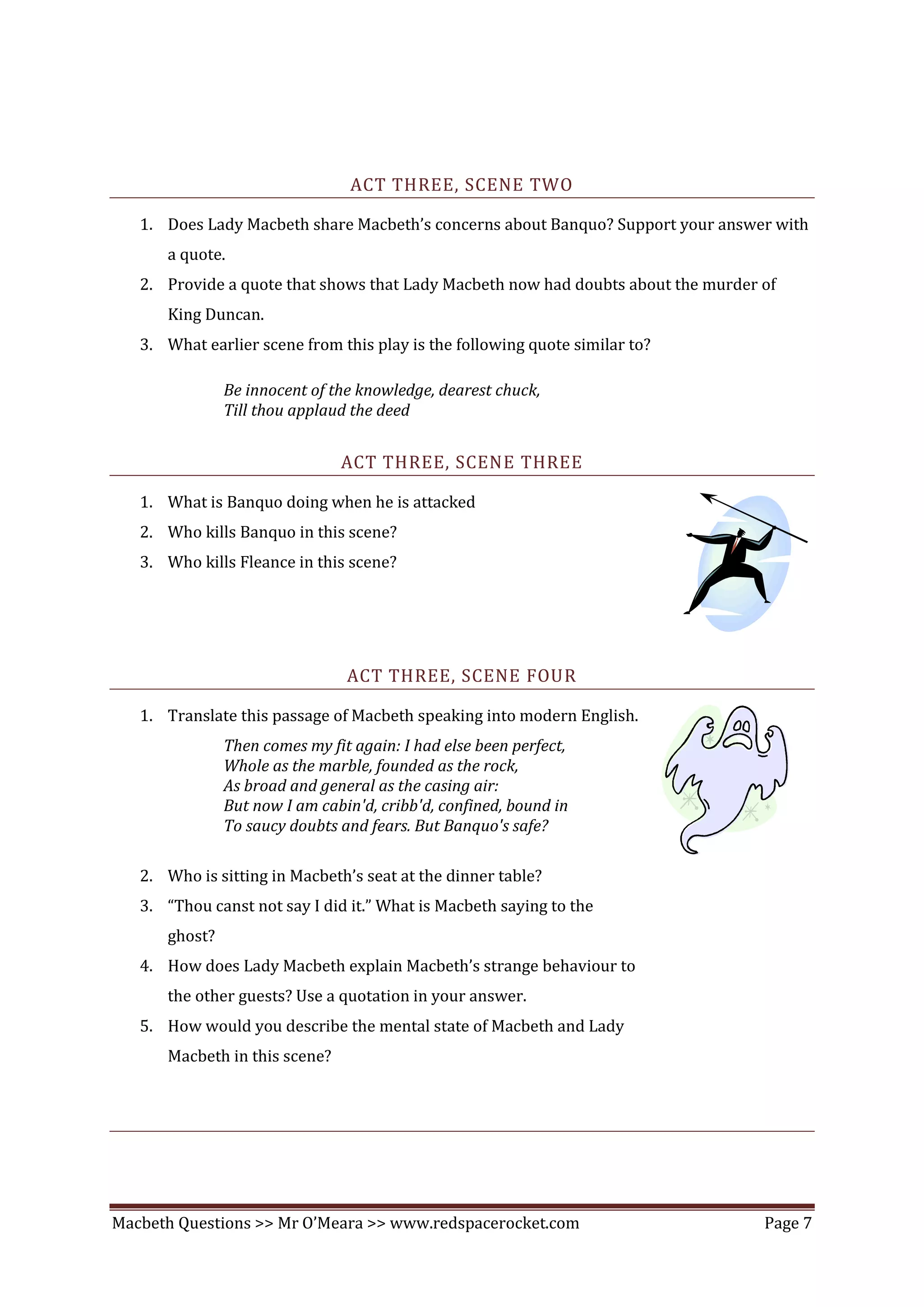 Macbeth Comprehension Questions | DOCX