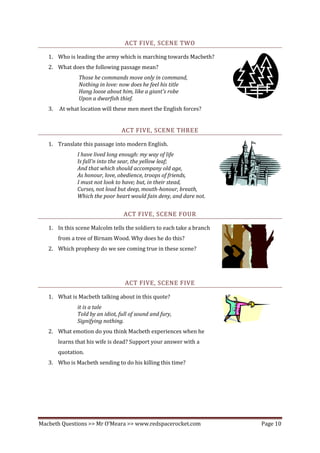 Macbeth Comprehension Questions | DOCX