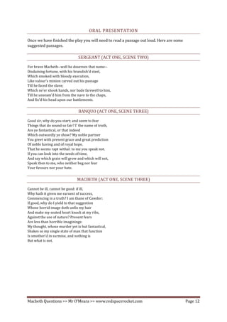 Macbeth Comprehension Questions | DOCX