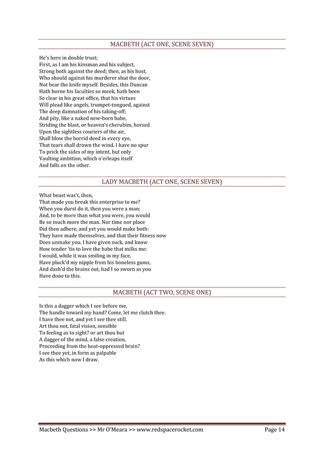 Macbeth Comprehension Questions | DOCX