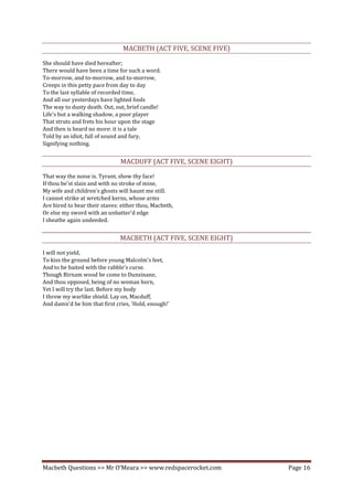 Macbeth Comprehension Questions | DOCX