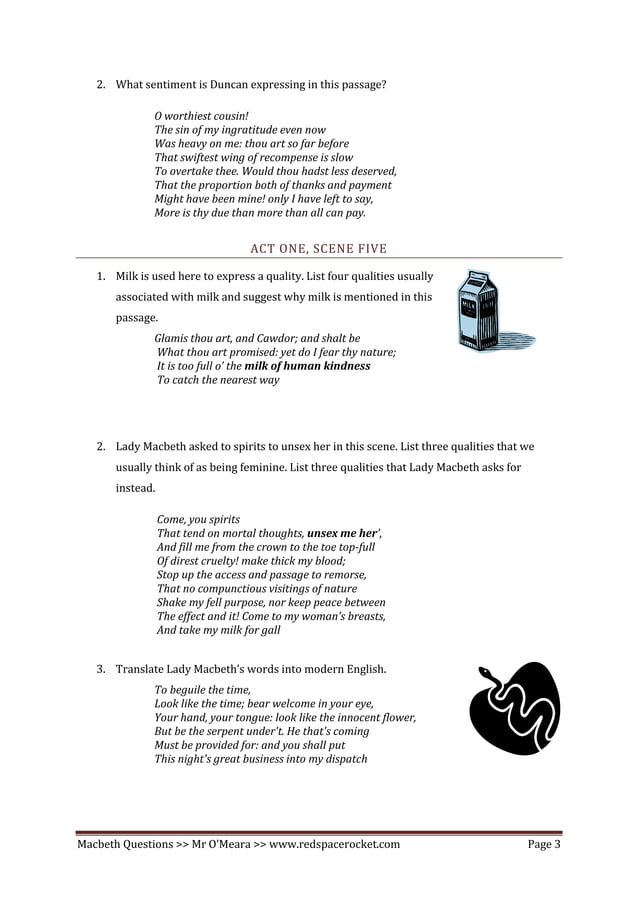 Macbeth Comprehension Questions | PDF