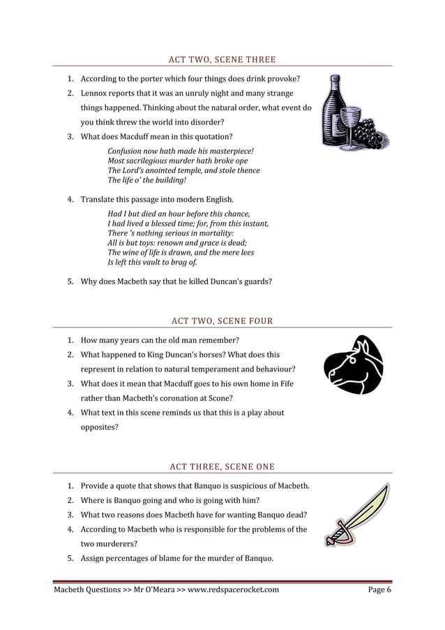 Macbeth Comprehension Questions | PDF
