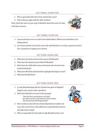 Macbeth Comprehension Questions | DOCX