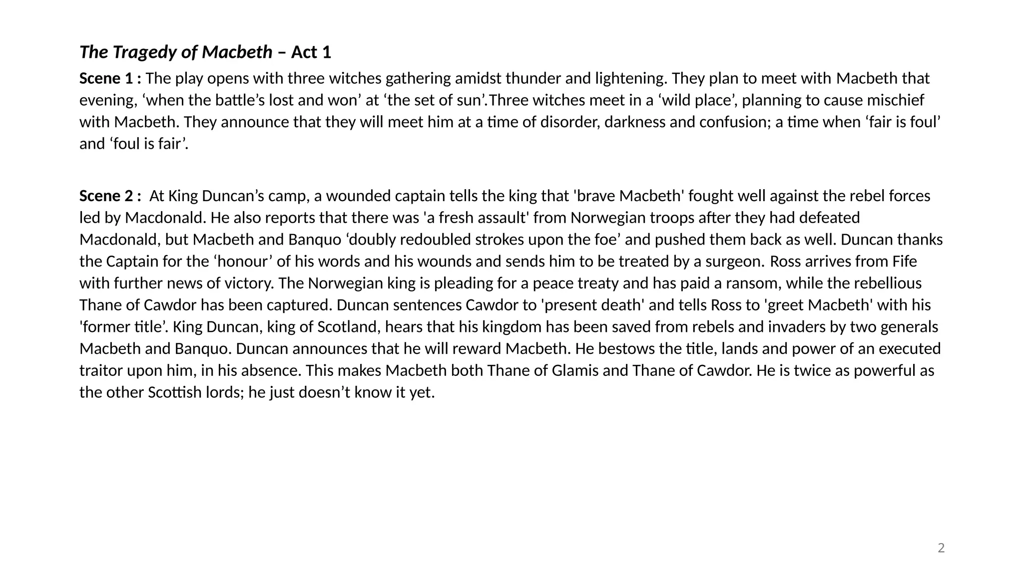A Summary of Shakespeare's play Macbeth1 | PPTX