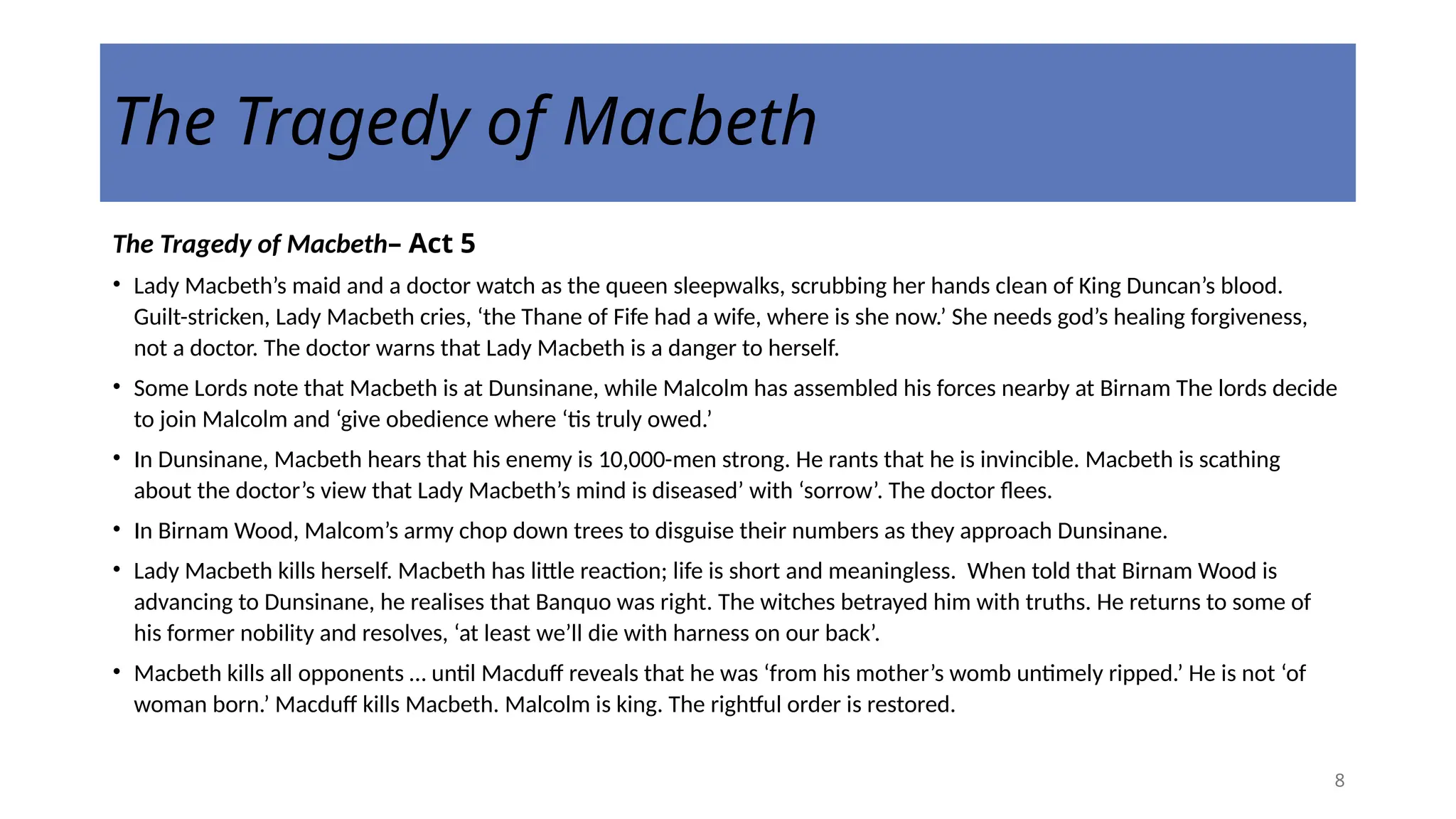A Summary of Shakespeare's play Macbeth1 | PPTX