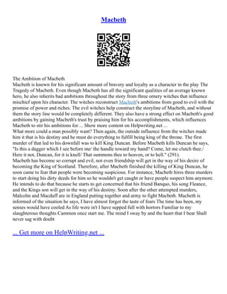 Macbeth Vs Lady Macbeth | PDF