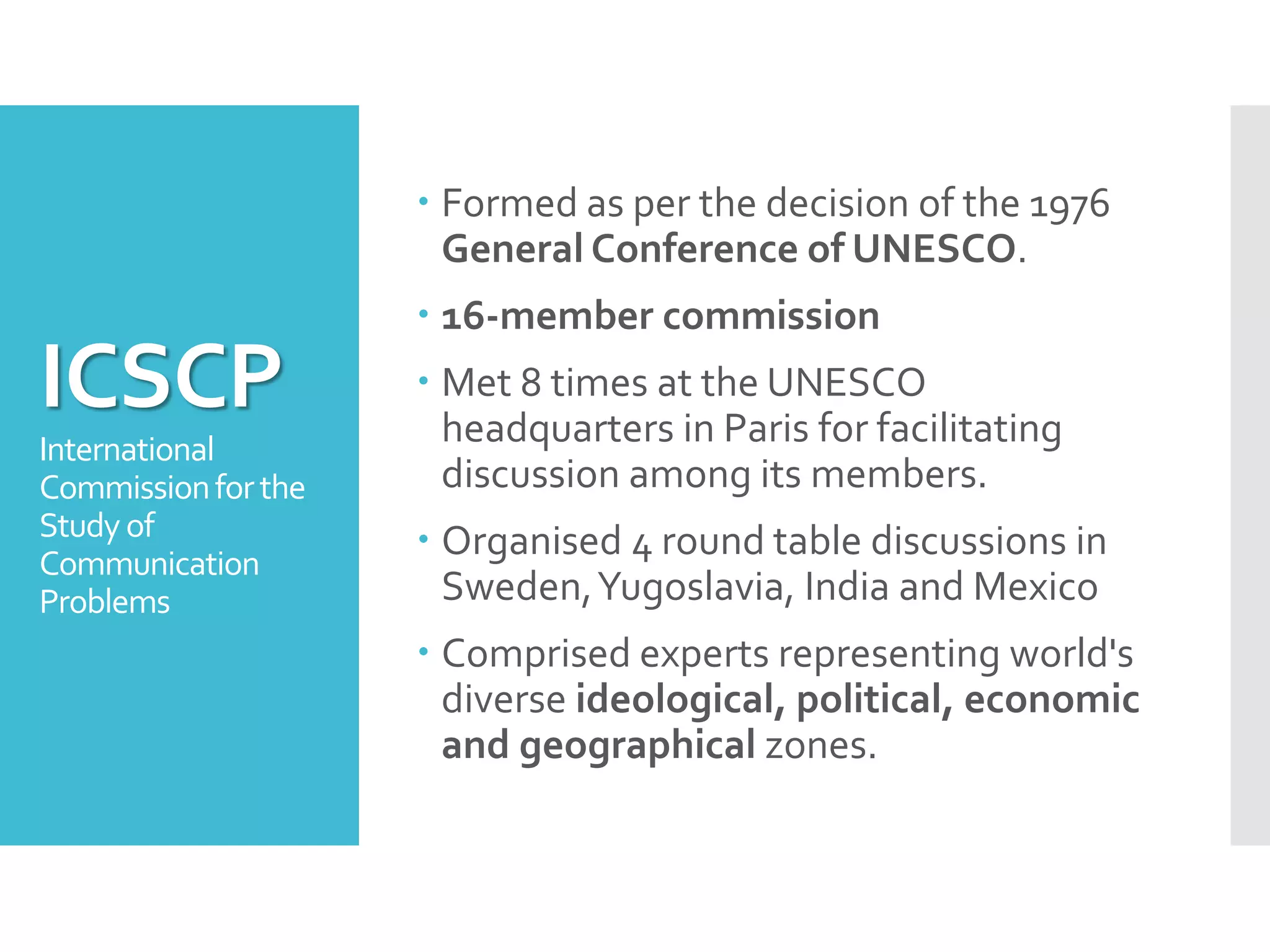 MacBride commission-one voice many nations-NWICO | PPTX