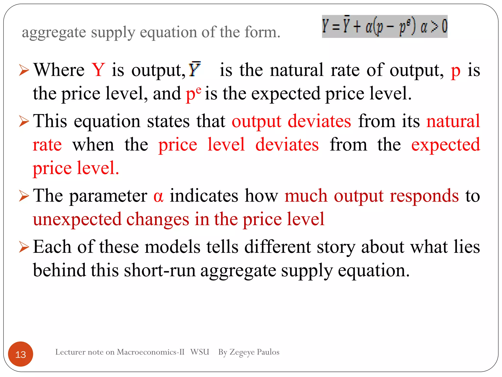 Macro Economics -II Chapter Two AGGREGATE SUPPLY | PDF