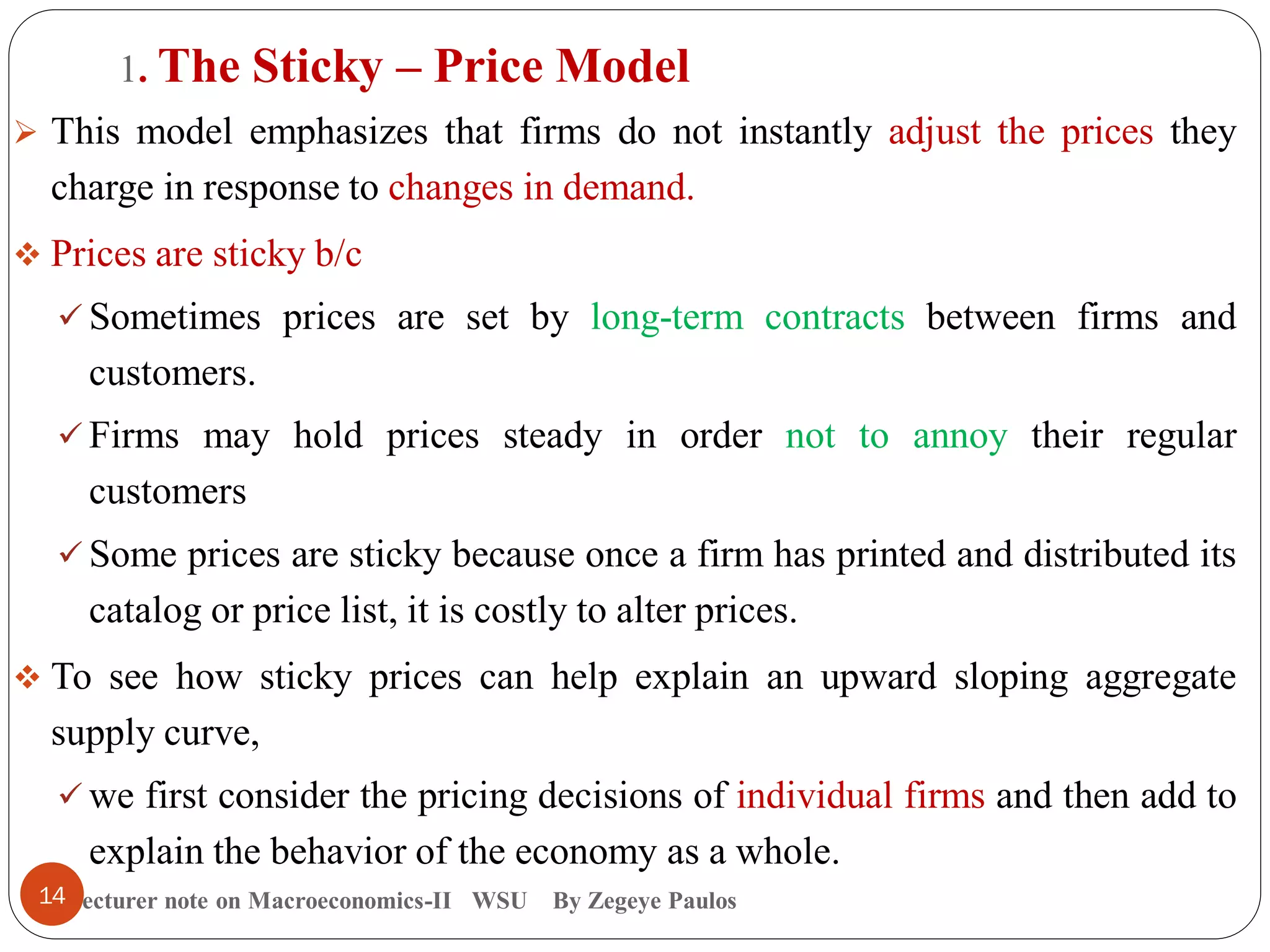 Macro Economics -II Chapter Two AGGREGATE SUPPLY | PDF