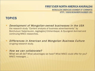 Mongolian American Business Development | PPT