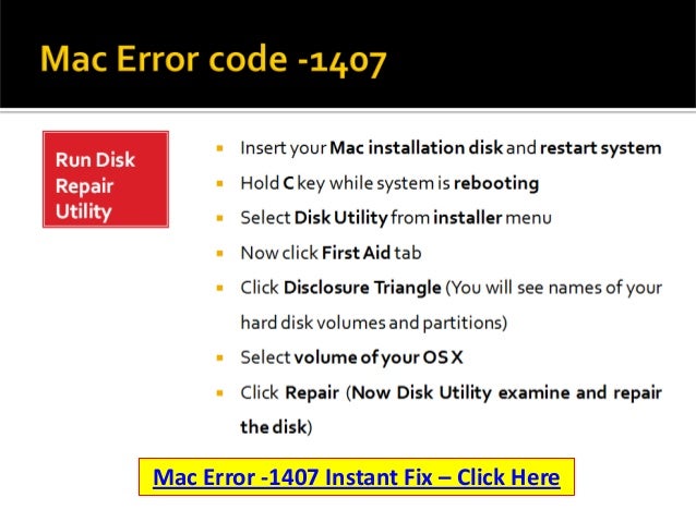 How to Fix Mac Error Code -1407