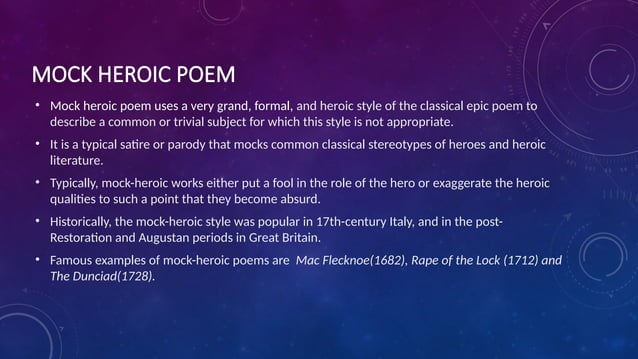 Mac Flecknoe by John Dryden as a mock heroic poem.pptx
