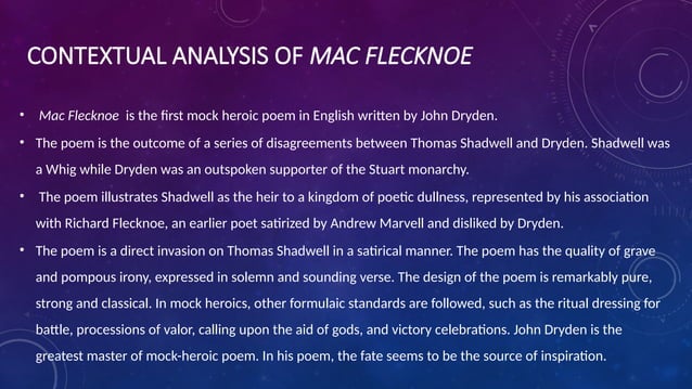 Mac Flecknoe by John Dryden as a mock heroic poem.pptx