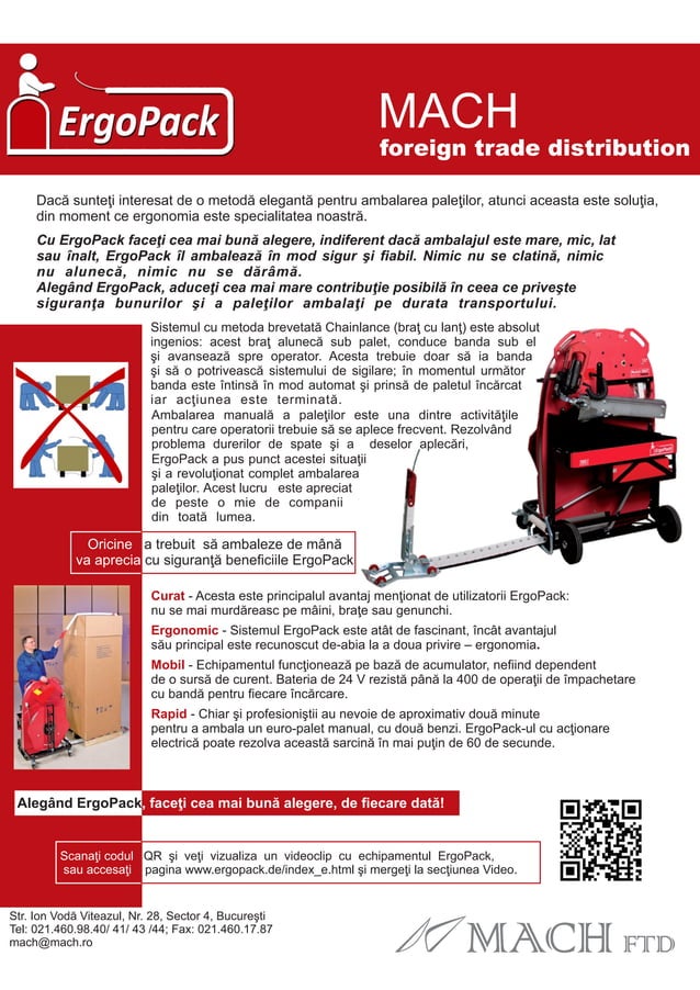 Mach ftd ergopack - metoda eleganta pentru ambalarea paletilor | PDF