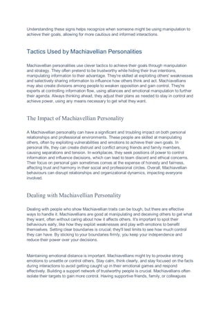 Machiavellian Personality: Dark Traits, Signs, and Tactics | PDF