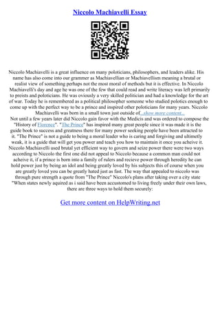 Machiavelli Essays | PDF