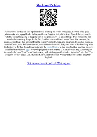 Machiavelli Essays | PDF