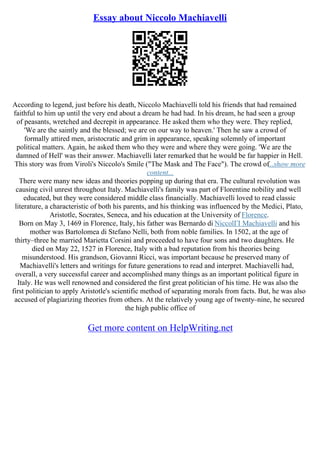 Machiavelli Essays | PDF