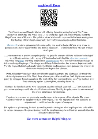 Machiavelli Essays | PDF