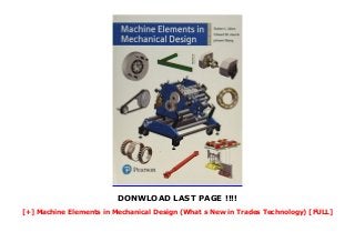Machine Elements in Mechanical Design (What s New in Trades Tec…