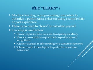 Introduction to Machine Learning Concepts | PPT