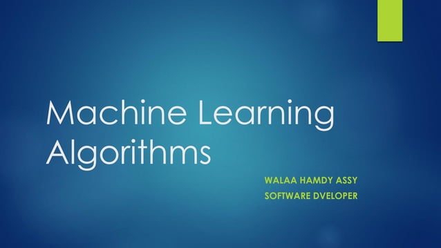 Machine learning Algorithms | PPT