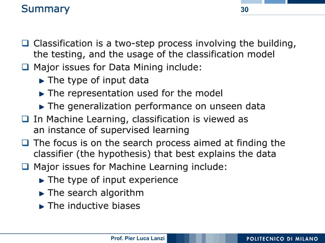 Machine Learning and Data Mining: 10 Introduction to Classification | PPT