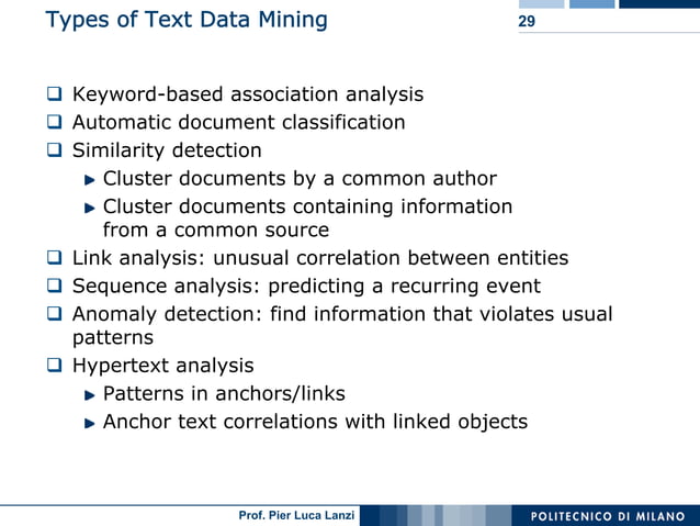 Machine Learning and Data Mining: 19 Mining Text And Web Data | PPT