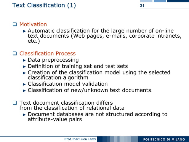 Machine Learning and Data Mining: 19 Mining Text And Web Data | PPT