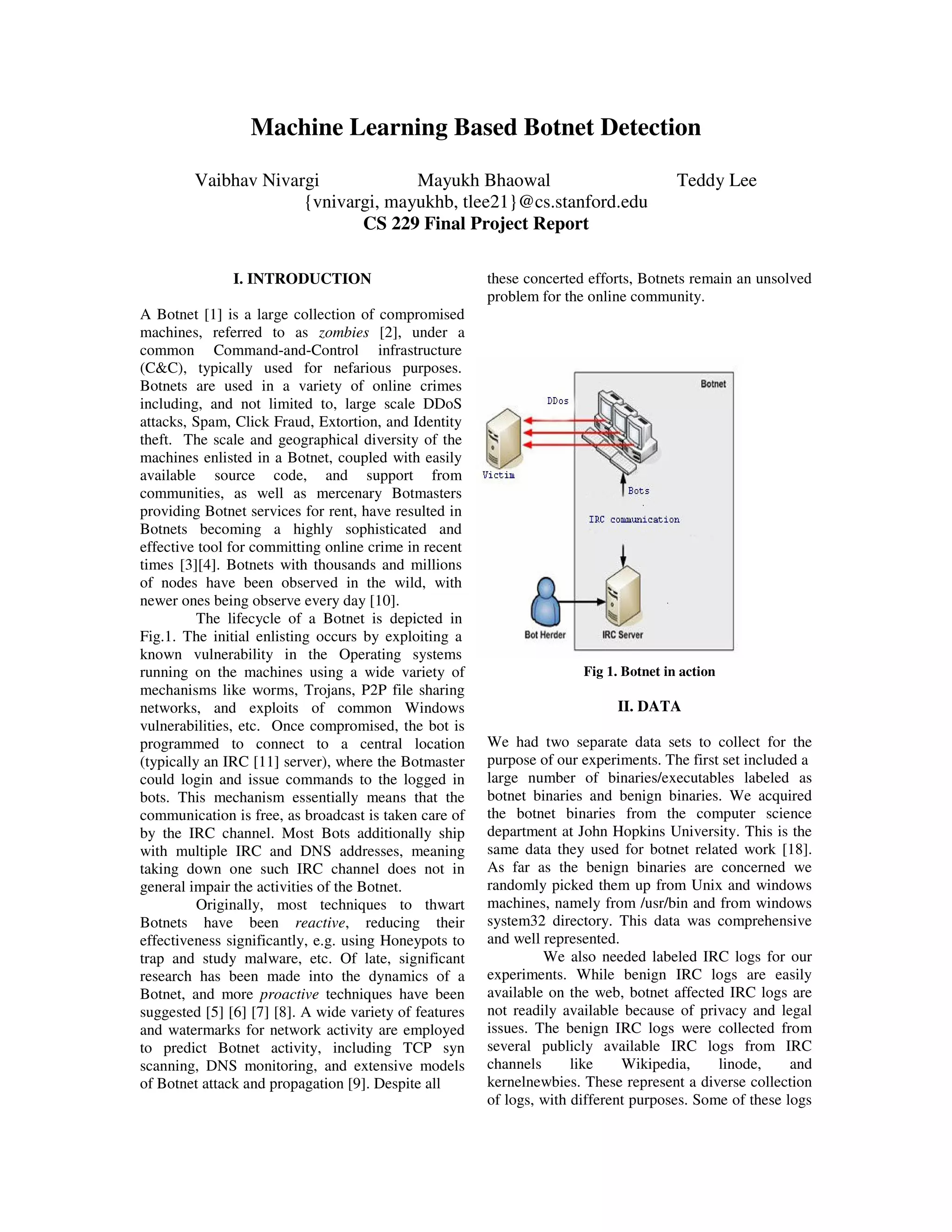 Machine Learning Based Botnet Detection Pdf