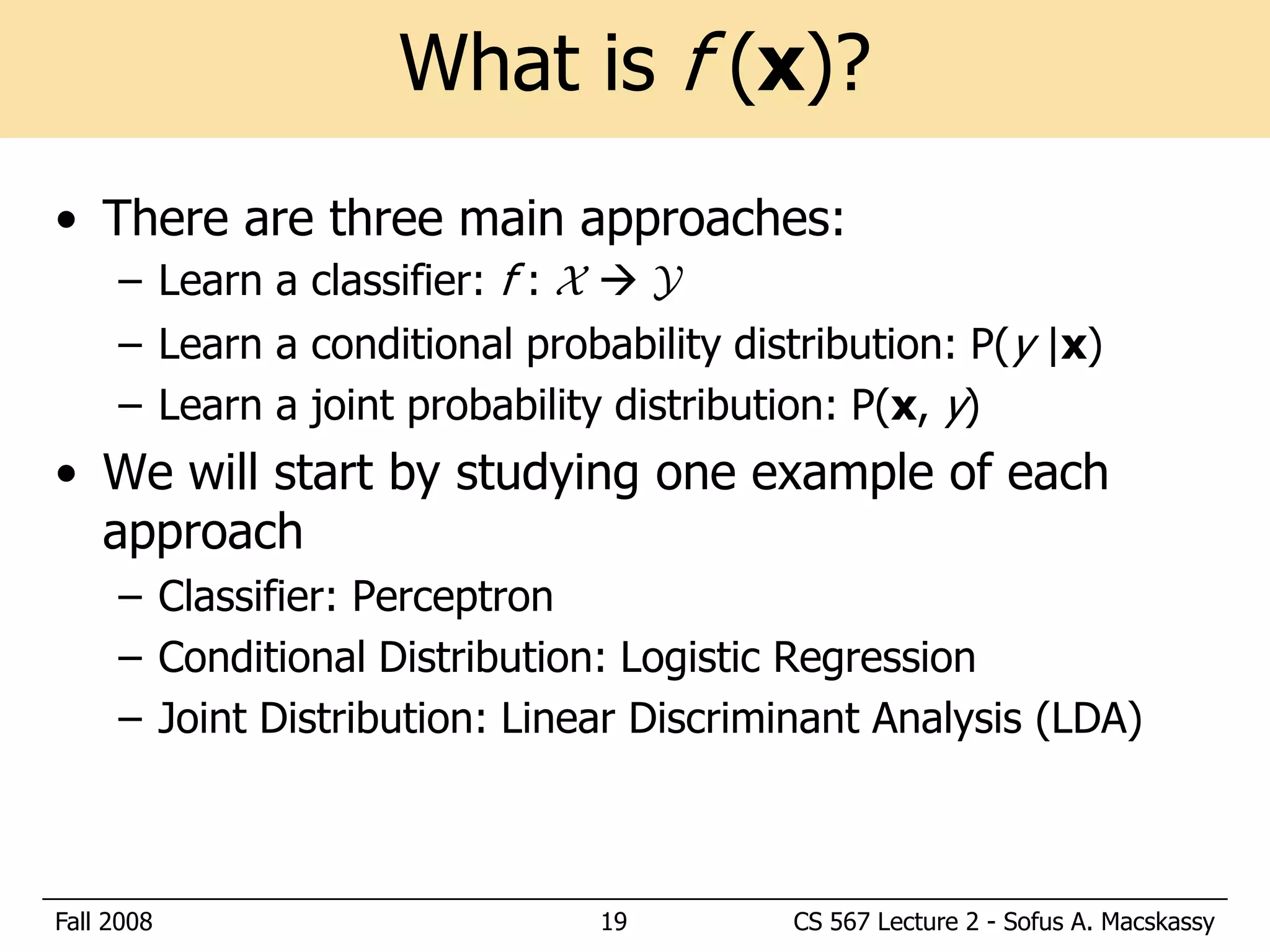 Machine Learning (CS 567) Lecture 2 | PPT