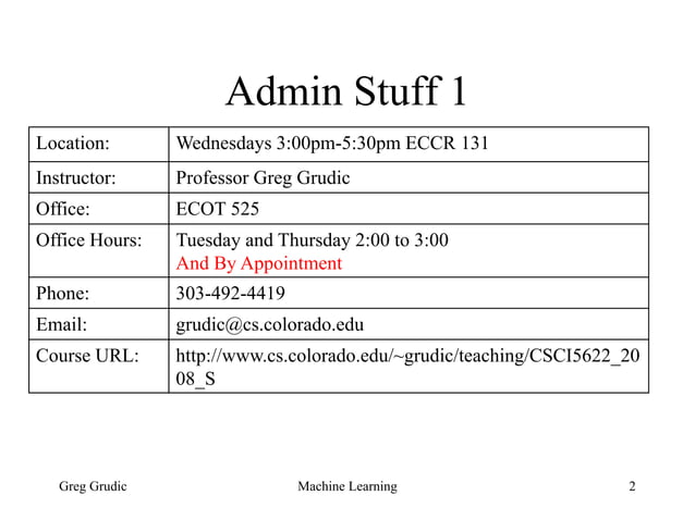 Machine Learning CSCI 5622 | PPT