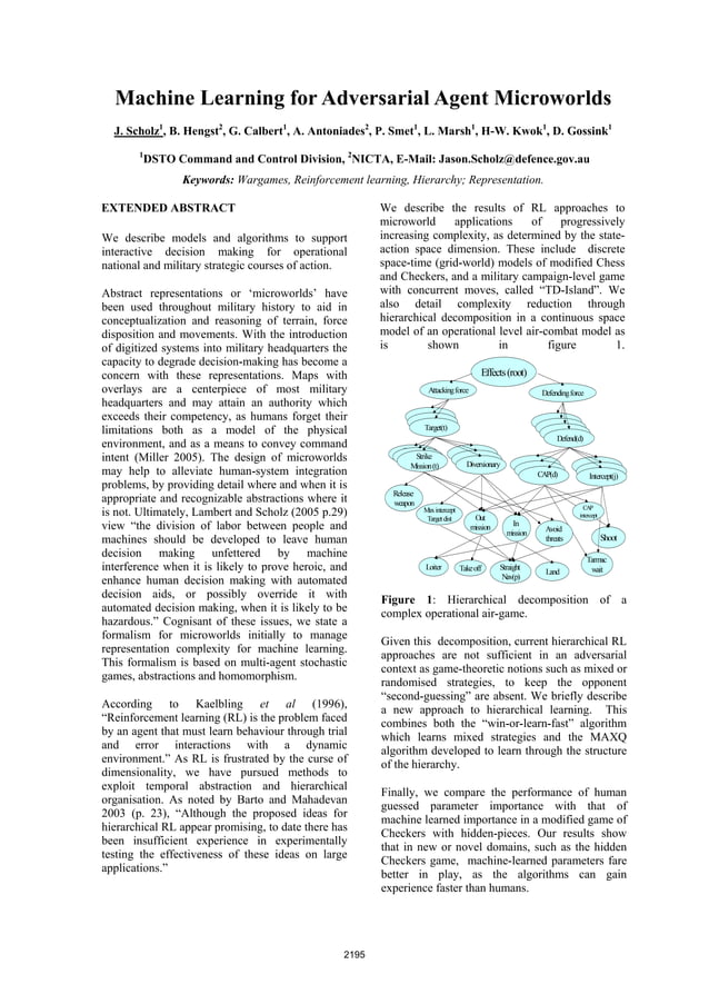 Machine Learning For Adversarial Agent Microworlds Pdf