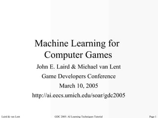 Machine Learning for Computer Games | PPT