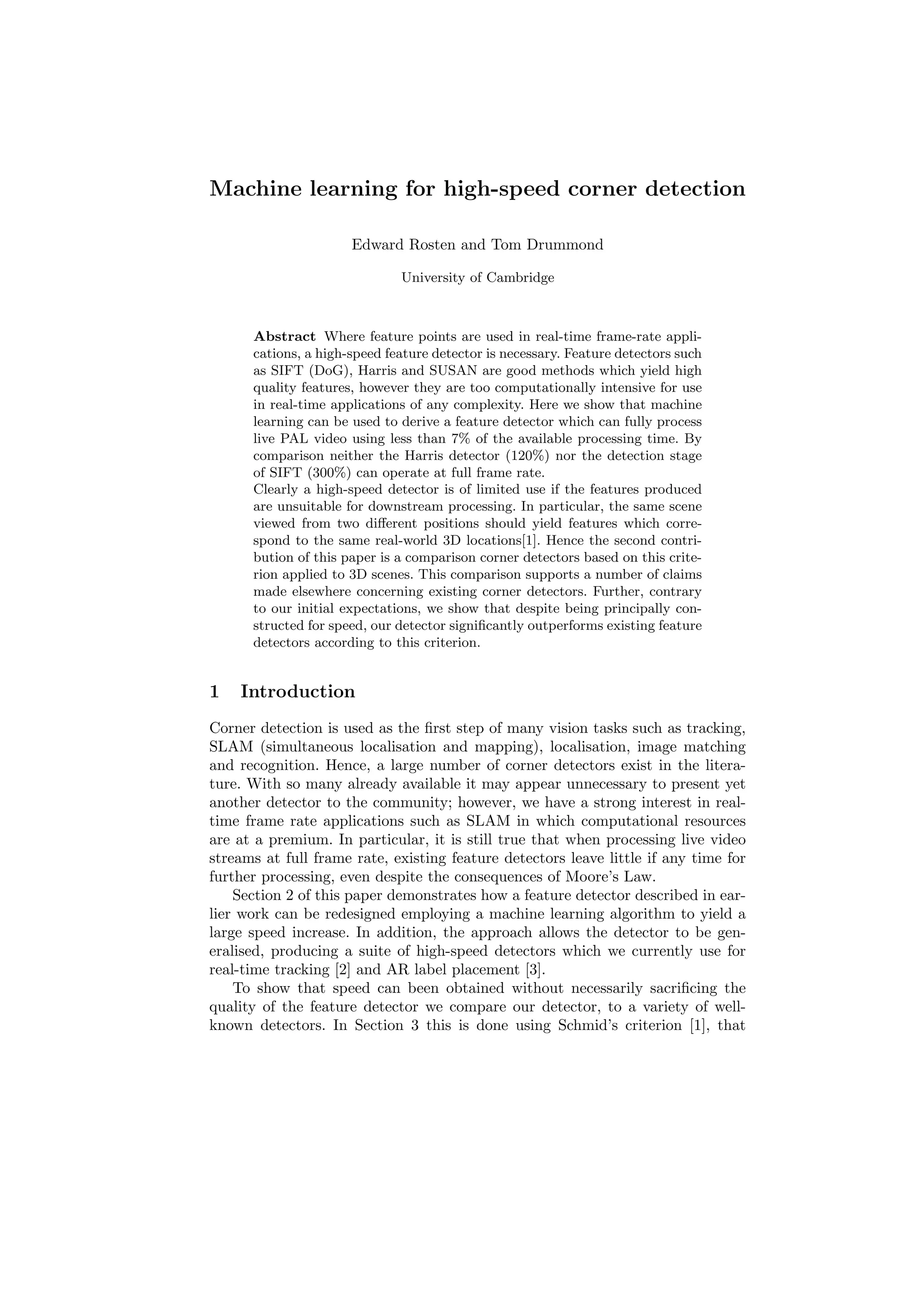 Machine learning for high-speed corner detection | PDF | 3-D Graphics | Computer Software and ...