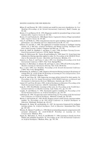 Machine Learning for User Modeling | PDF